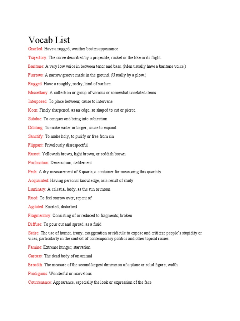 Vocabulary & Grammar Terms List (Junior High) | PDF | Sentence ...