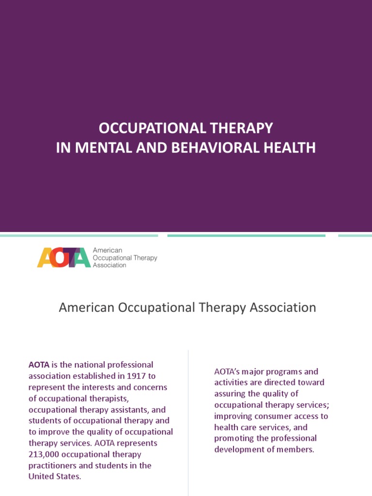 Overview of OT in Mental Health | PDF | Occupational Therapy ...