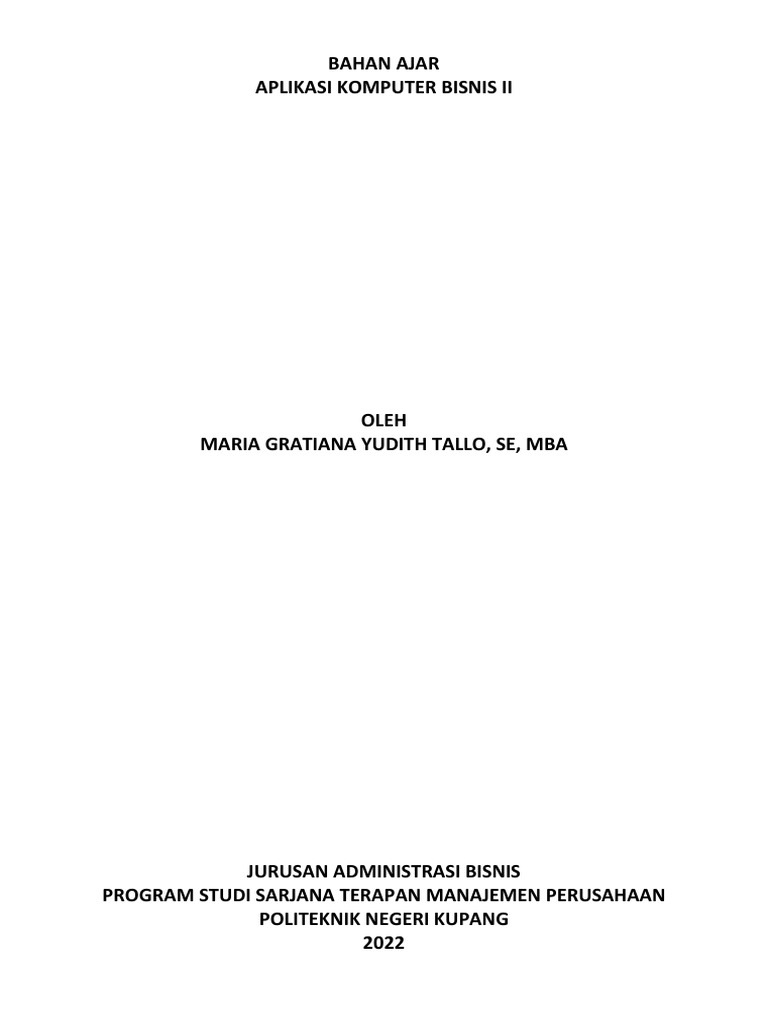 Bahan Ajar Aplikom 2 | PDF | Metode & Bahan Ajar | Komputer