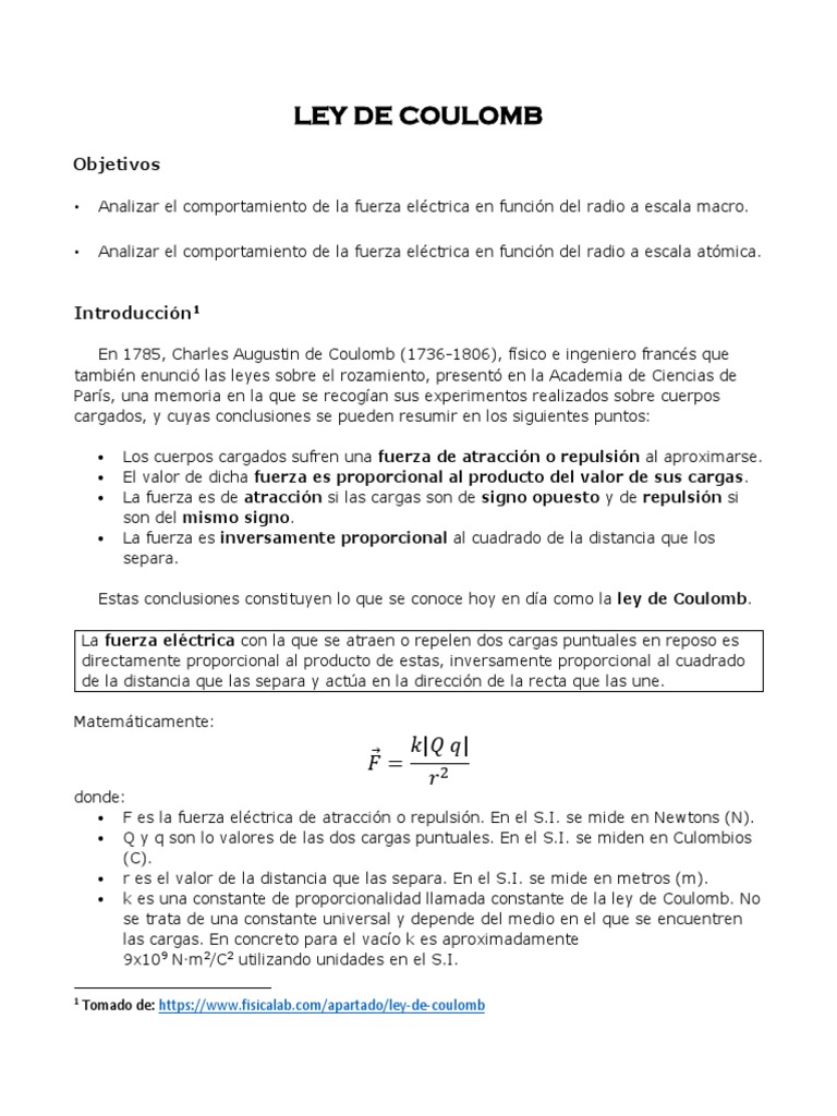 Práctica 3. Ley de Coulomb | Descargar gratis PDF | Fuerza | Electromagnetismo