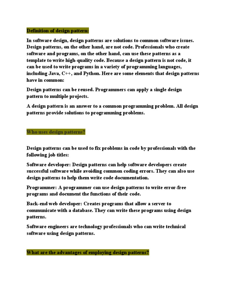 Design Pattern | PDF | Class (Computer Programming) | Software Design ... Design Pattern | PDF | Class (Computer Programming) | Software Design ...