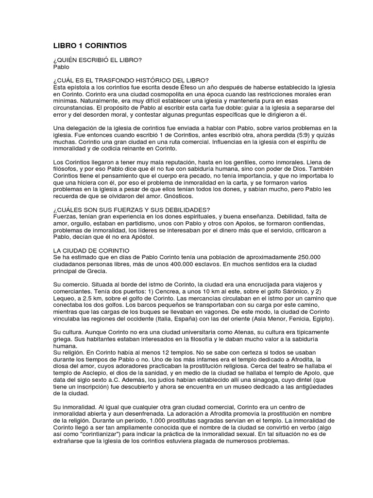 1 Corintios | PDF | Pablo el apóstol | Corinto antiguo