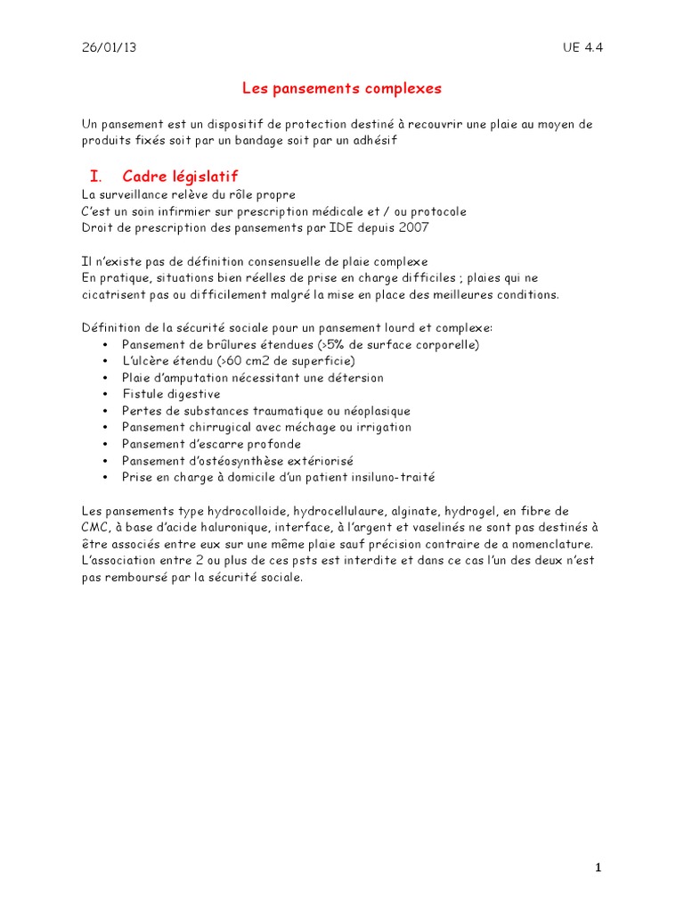 Les Pansements Complexes | PDF | Sciences de la santé | Médecine clinique
