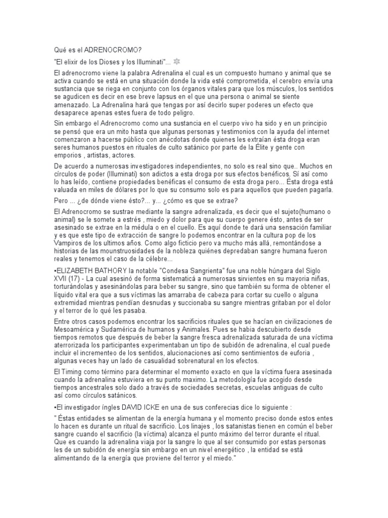 Qué Es El ADRENOCROMO | PDF | Drogas