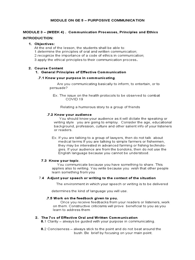 GE 5 - Effective Communication Principles | PDF | Communication | Cognition