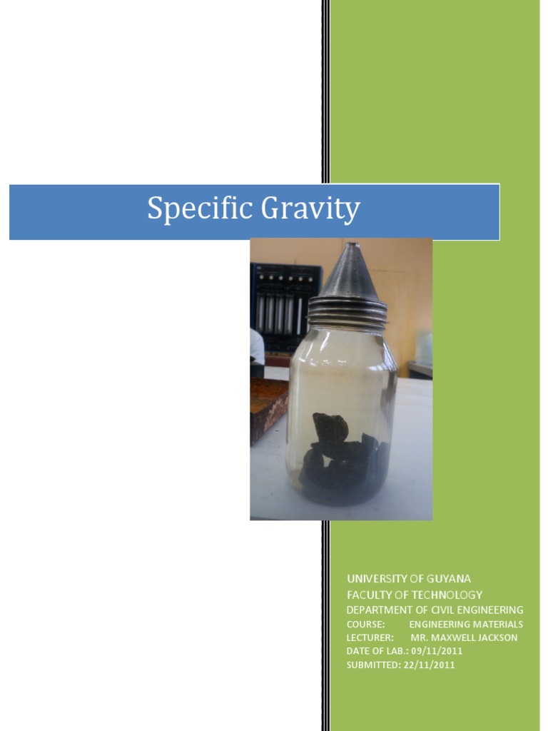 CIV LAB 6 - Specific Gravity | PDF | Weight | Porosity