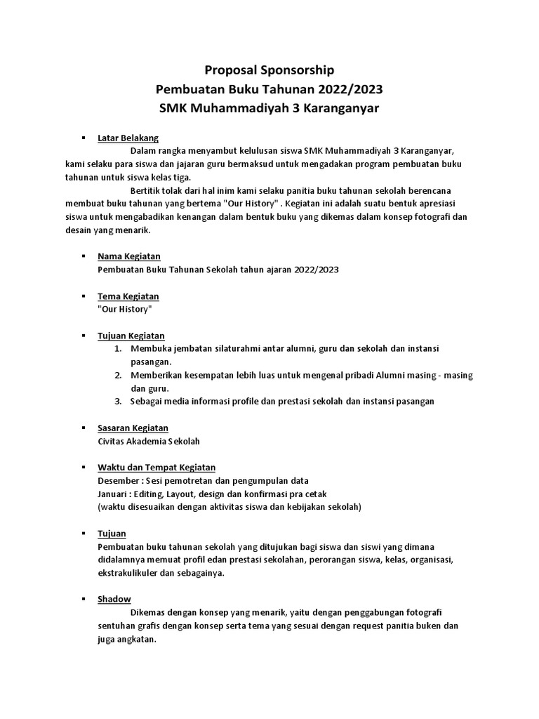 Cover Proposal Sponsorship Buku Tahunan | PDF