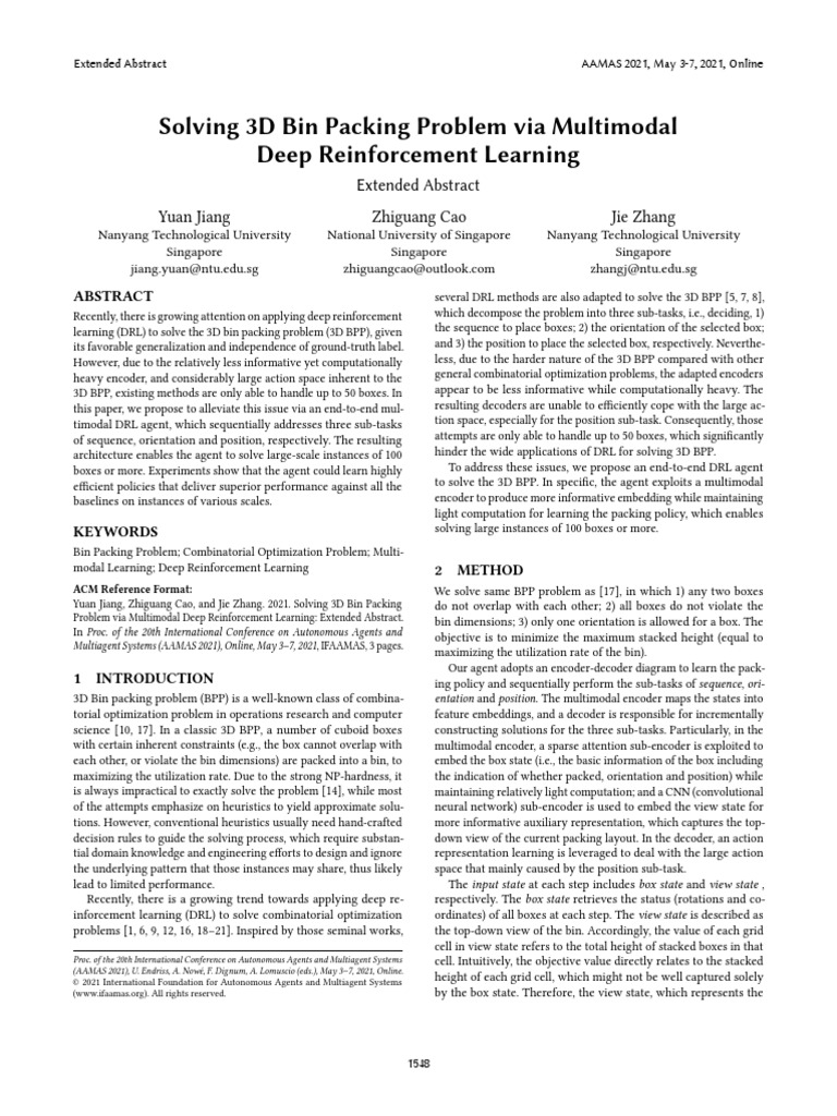 Solving 3d Bin Packing Problem Via Multimodal Pdf Cognitive Science Science 6604