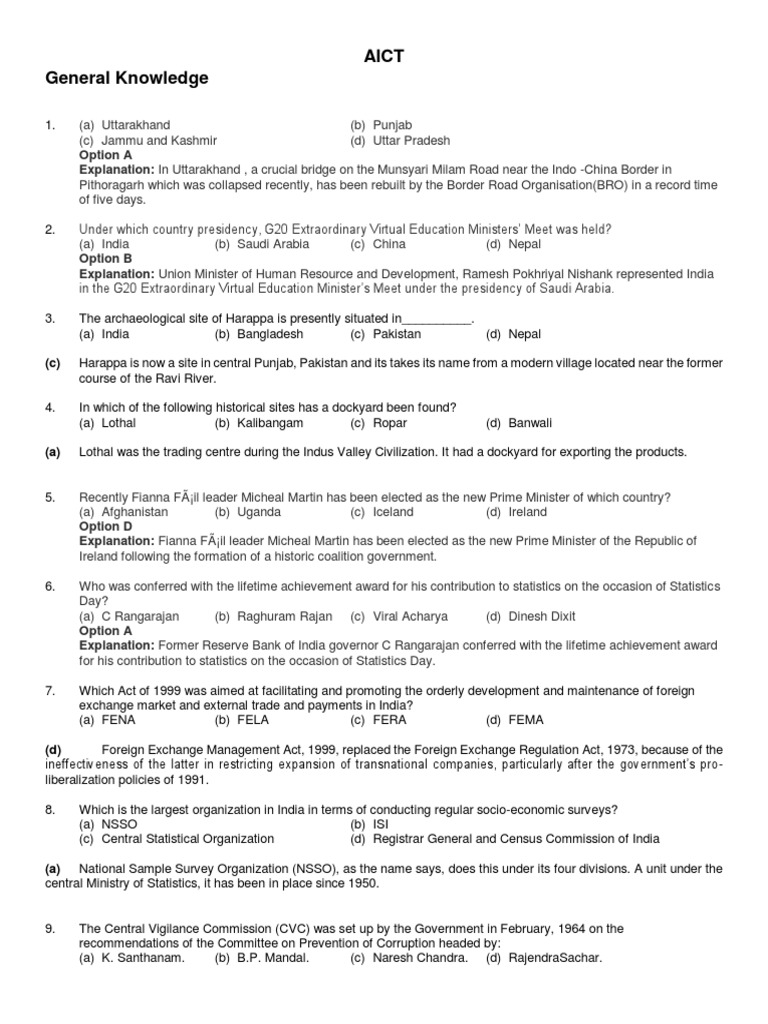 Aict General Knowledge 025a89537f3e7 | PDF | Moon