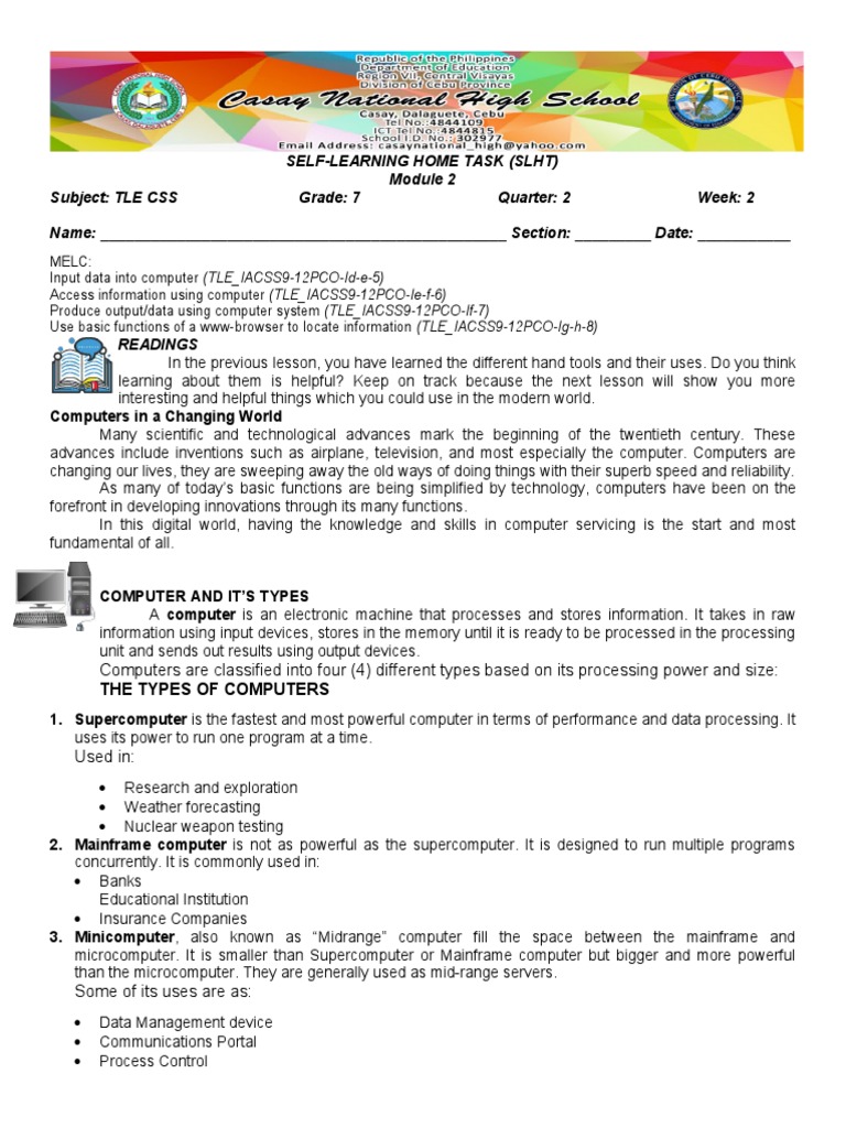 SLHT Grade 7 CSS Week 2 | PDF | Computer Data Storage | World Wide Web