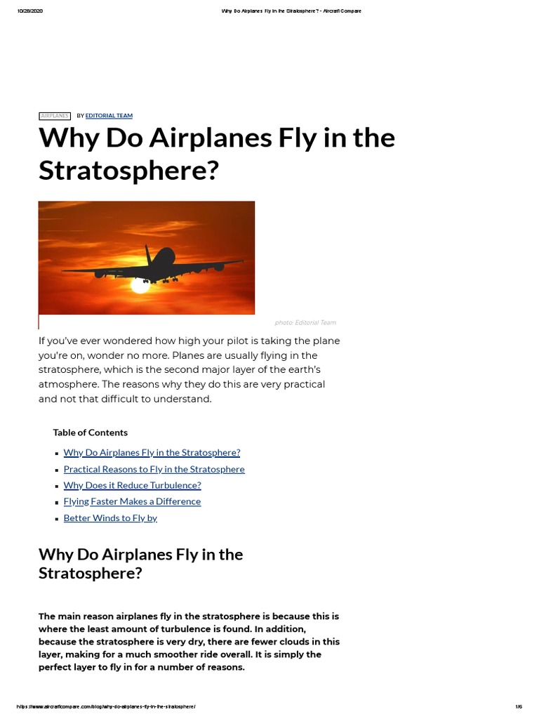 Why Do Airplanes Fly in The Stratosphere - Aircraft Compare | PDF ...