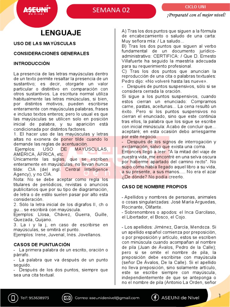 Lenguaje Semana 02 | PDF | Caso de carta