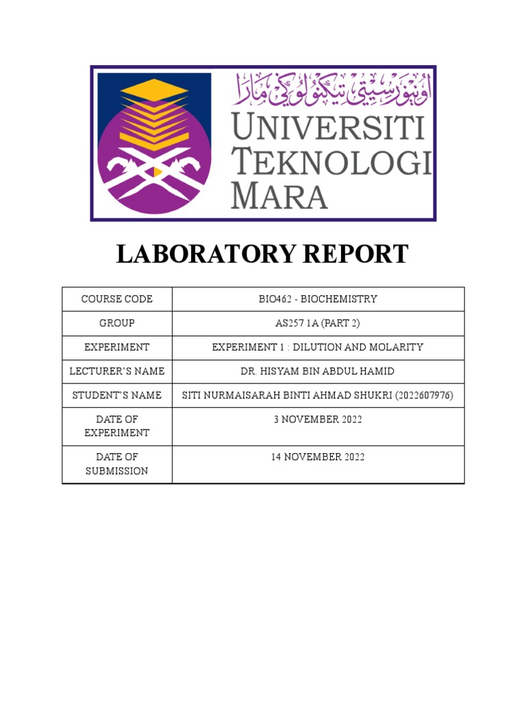 Molarity and Dilution Techniques in Bio462 | PDF | Science & Mathematics
