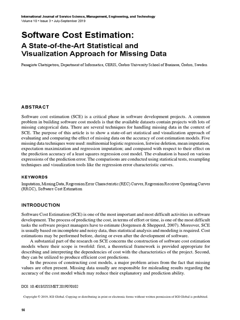 Software Cost Estimation Pdf Regression Analysis Statistics