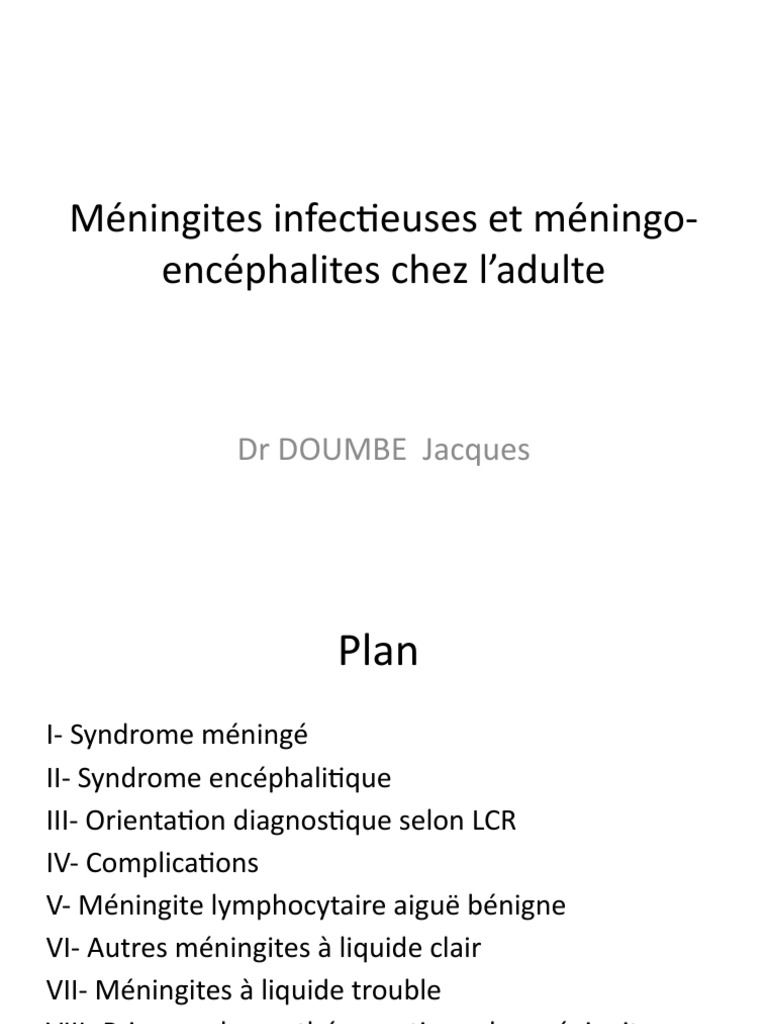 Méningites Infectieuses Et Méningo-Encéphalites CH | Télécharger ...