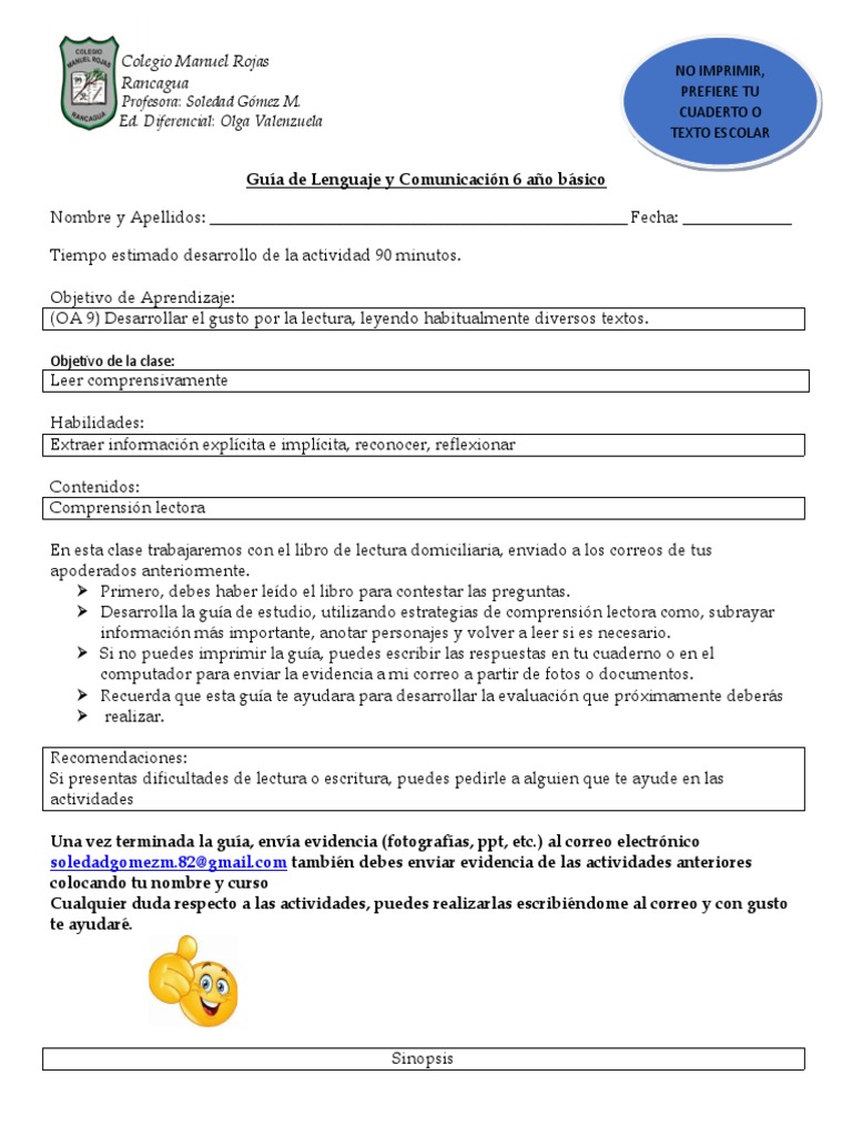 Len 6b Guia Sem7 | PDF | Comprensión lectora
