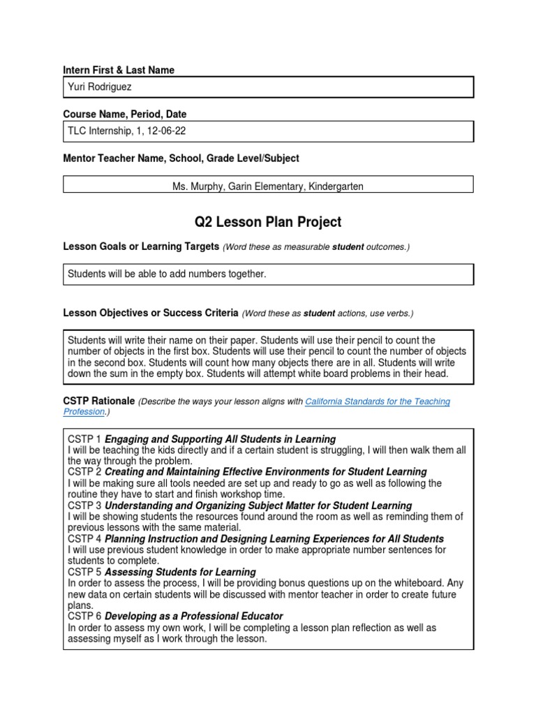 q2 CSTP Lesson Plan Template 3 | PDF | Lesson Plan | Teaching Method