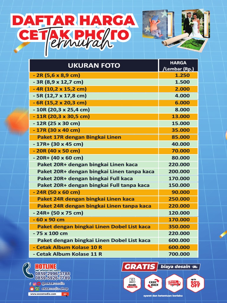 DAFTAR HARGA CETAK PHOTO OXZAMEDIA Rev | PDF