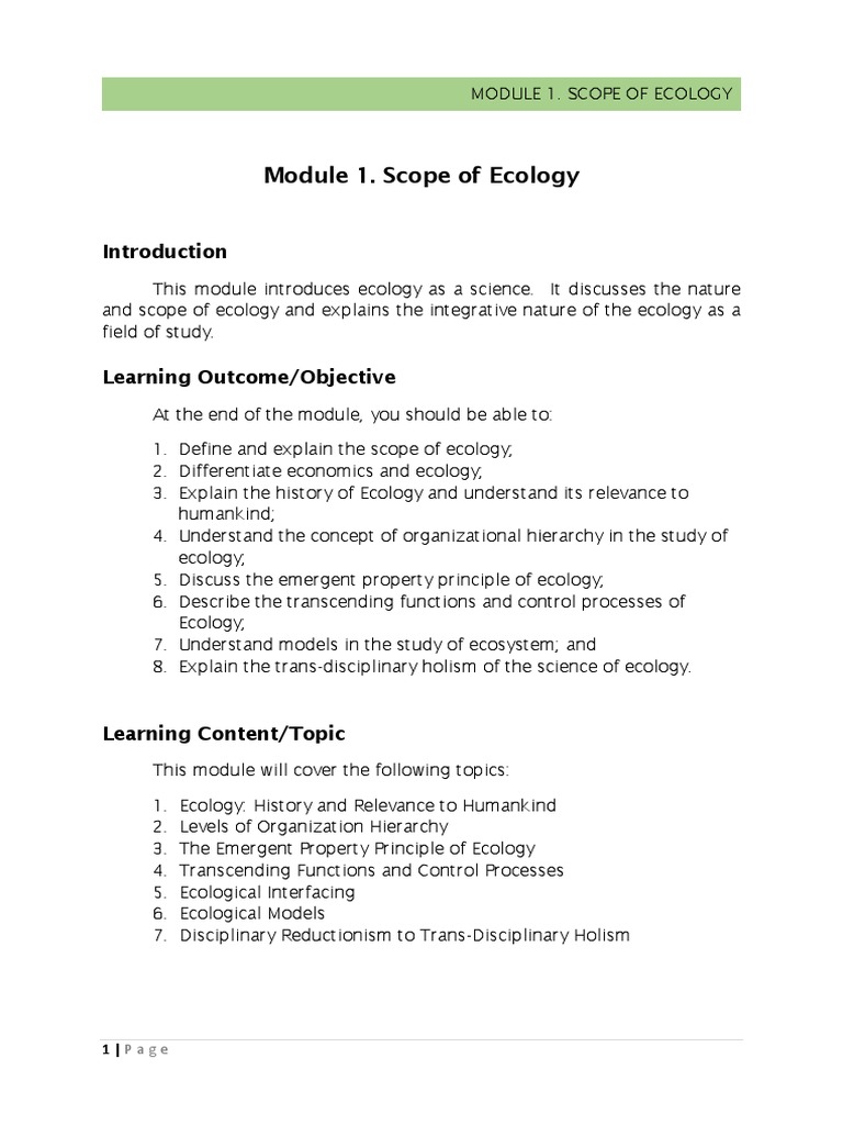Module 1. Scope of Ecology | PDF | Ecology | Climate Change