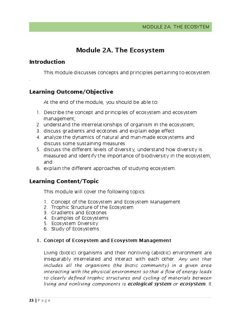 Module 2A. The Ecosystem | PDF | Ecosystem | Agriculture