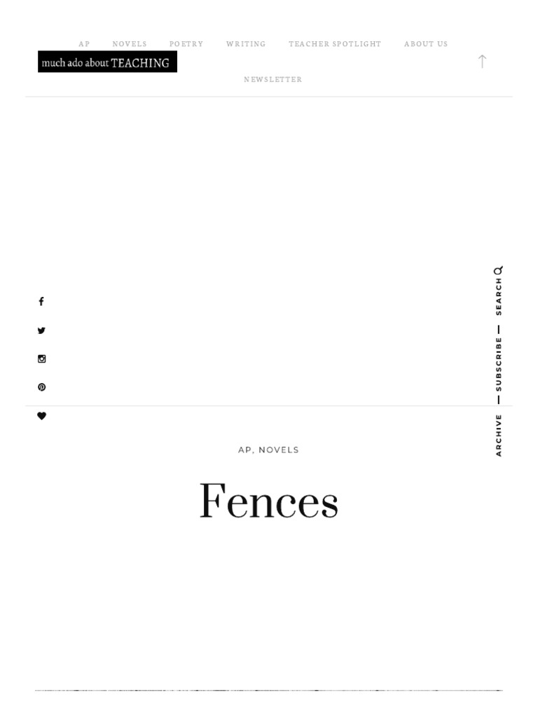 Fences - Much Ado About Teaching | PDF