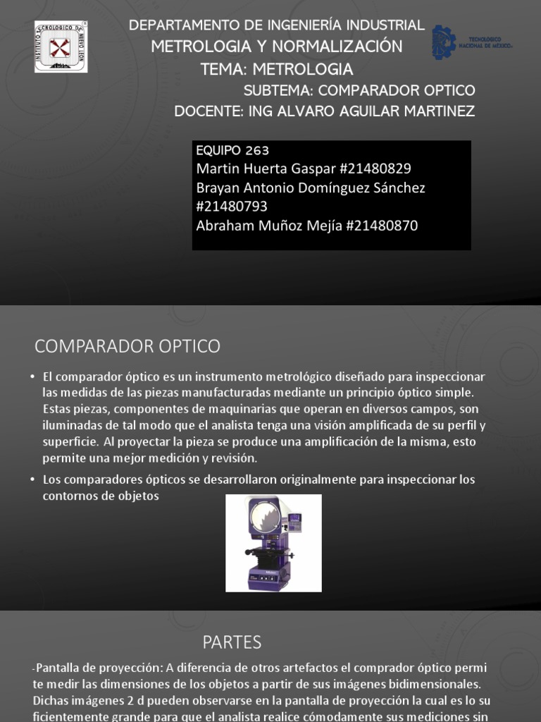 Partes y uso del comparador óptico | PDF | Óptica | Science