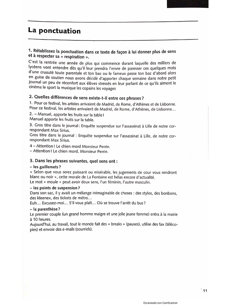 Exercices La Ponctuation | PDF