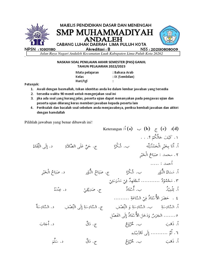 Soal Pas 9 | PDF