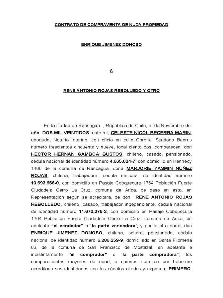 Contrato de Compraventa de Nuda Propiedad | PDF | Propiedad | Derecho civil (sistema legal)