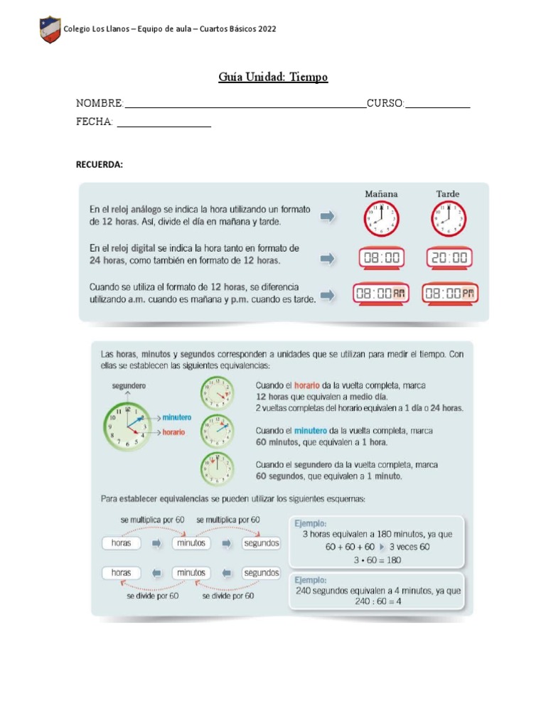 Guía N°1 El Tiempo | PDF