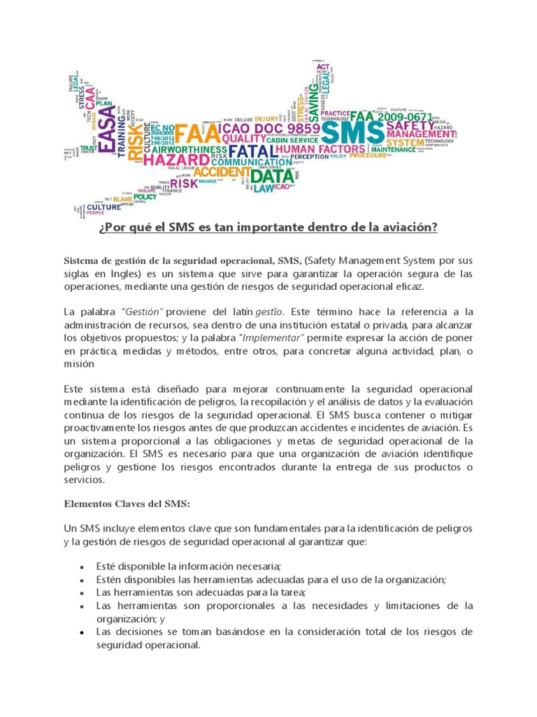 Por Qué El SMS Es Tan Importante Dentro de La Aviación | PDF