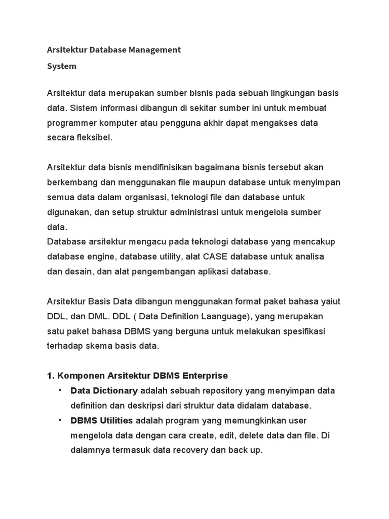 Arsitektur Database Management System | PDF