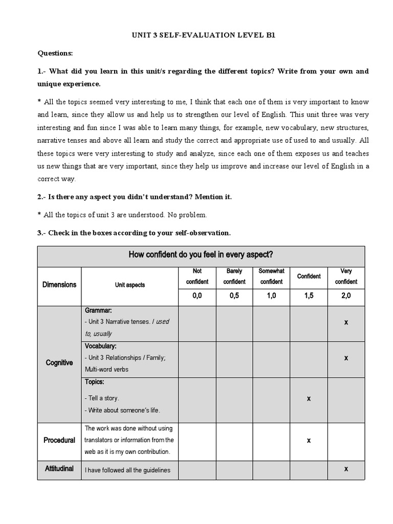 Unit 3 (Self - Evaluation) | PDF
