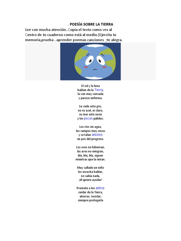 Poema Infantil sobre la Tierra | PDF