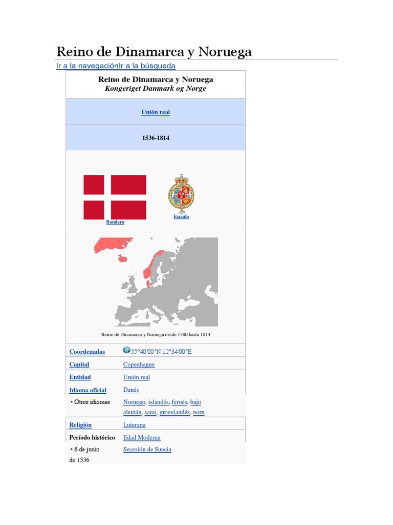 Historia del Reino de Dinamarca y Noruega | PDF | Conflictos ...