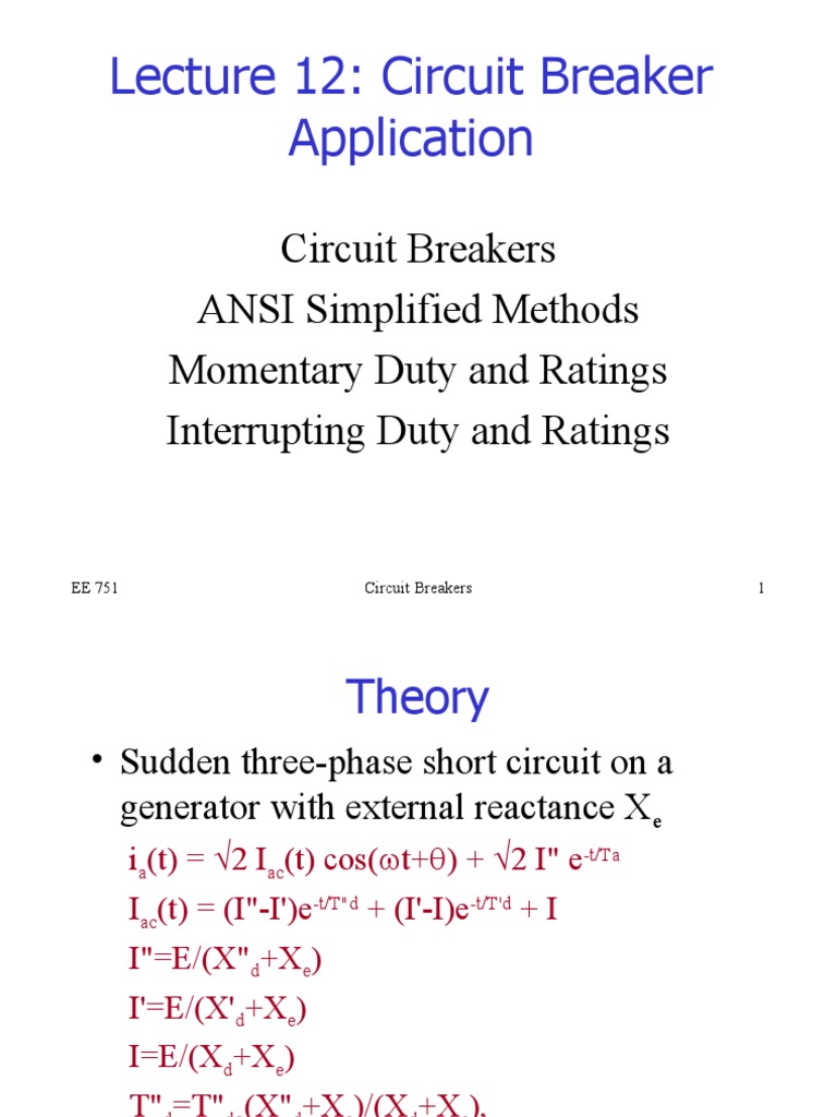 Lecture 12 Circuit Breaker Application | PDF | Equipment | Electronic ...