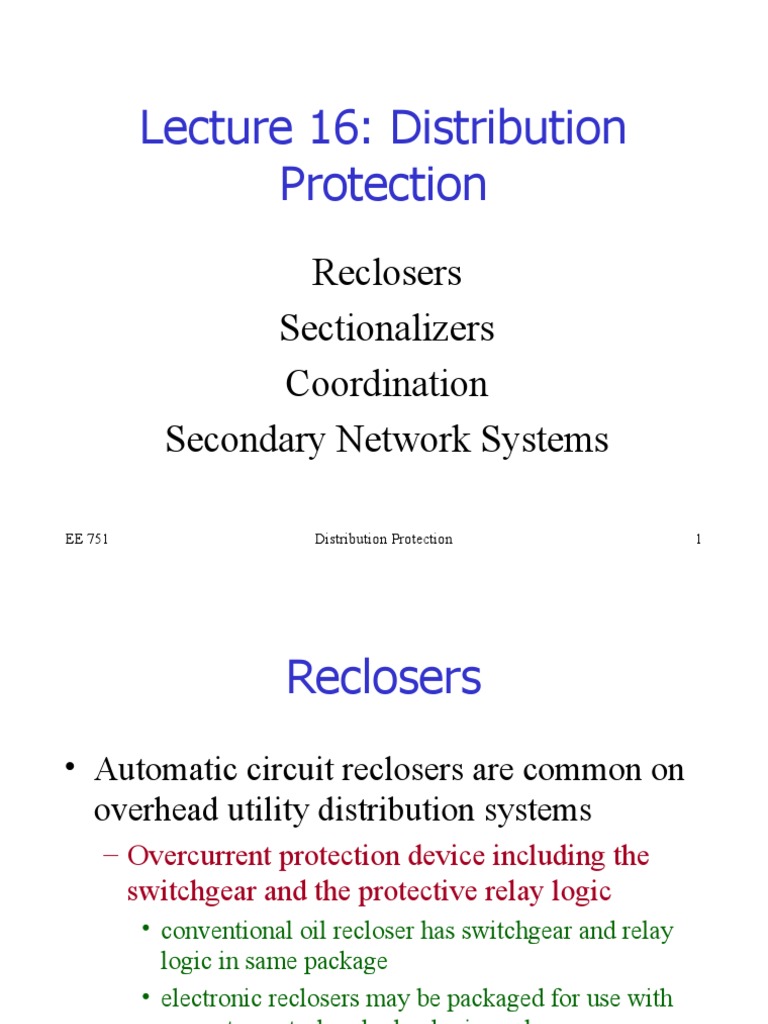 Lecture 16 Distribution Protection | Download Free PDF | Fuse ...