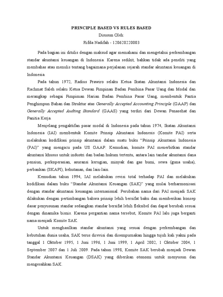 Rifda Nadifah - Principle Based VS Rules Based | PDF | Bisnis ...