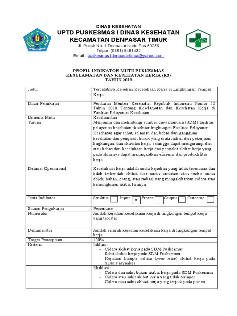 Profil Indikator Mutu K3 | PDF