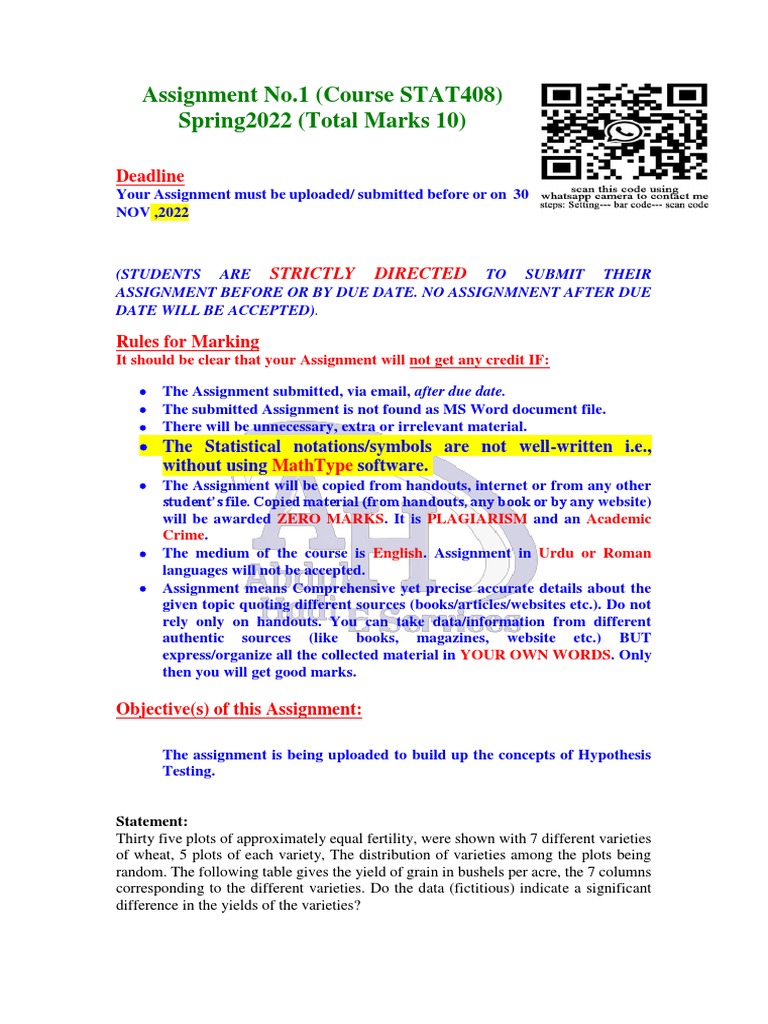 STAT408 Assignment 1 Abdul Hadi E Services | PDF