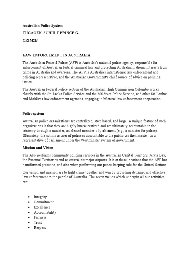 Overview of Australia's Police System | PDF | Police | Australia