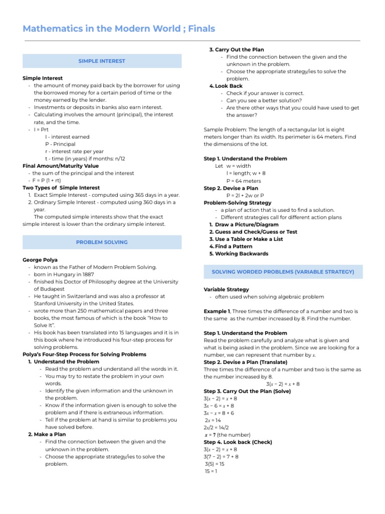 MMW Finals | PDF | Sampling (Statistics) | Interest