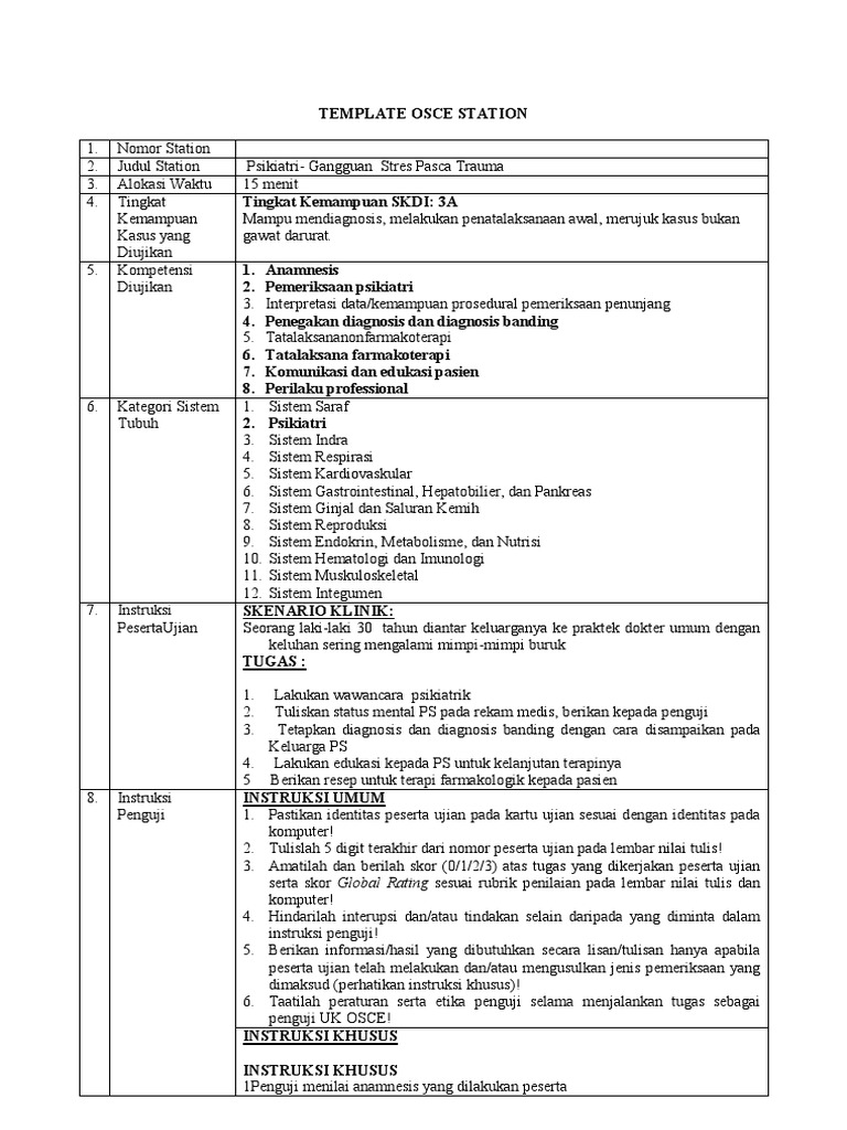 Template OSCE Station Kompilasi | PDF