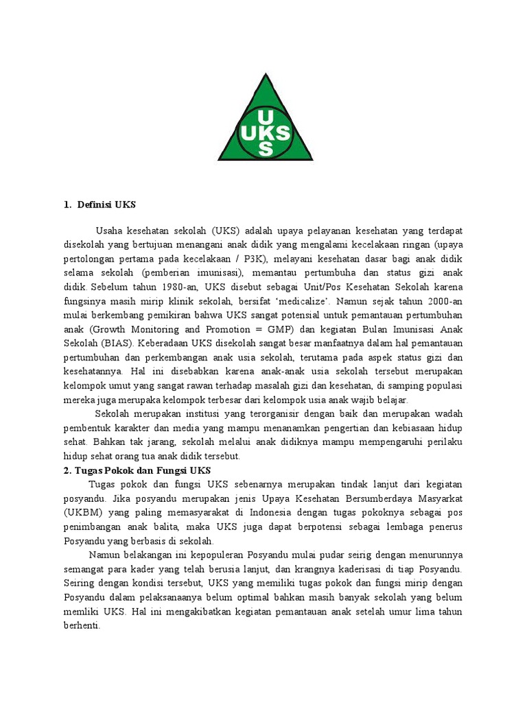 Tugas Dan Fungsi UKS | PDF