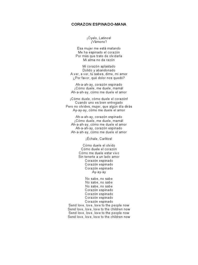 Un corazón roto y espinado: La canción "Corazón Espinado | PDF