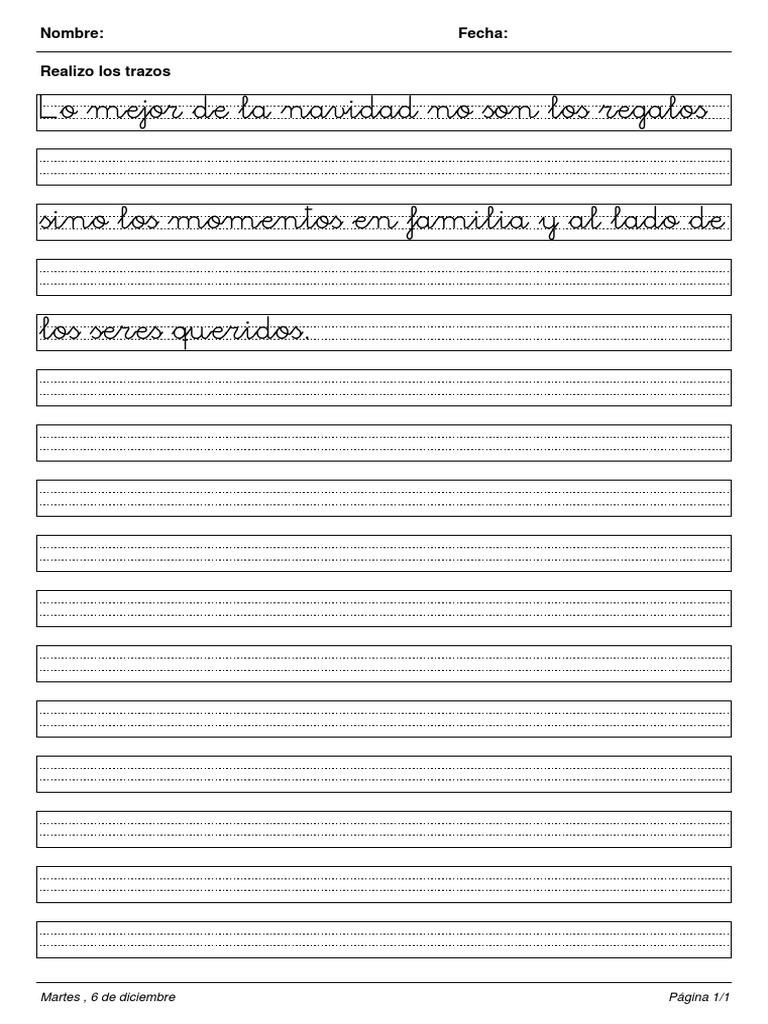 Caligrafia Martes 6 de Diciembre | PDF