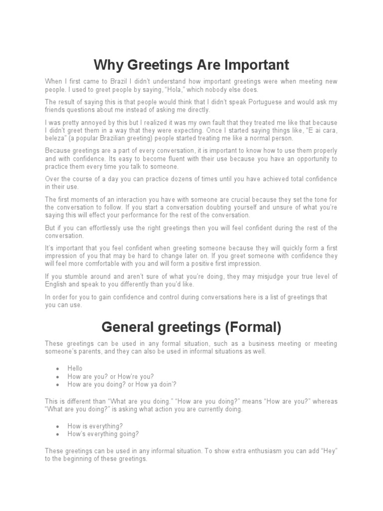 Why Greetings Are Important | PDF