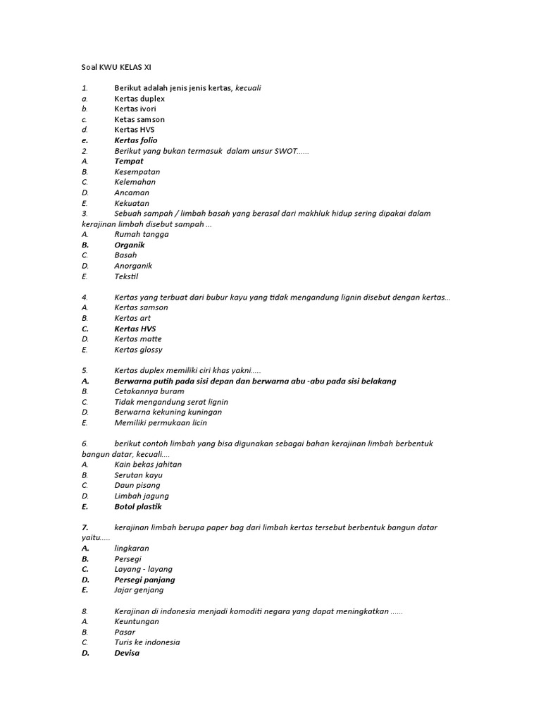 Soal PKWU KELAS XI | PDF | Perjalanan | Griya & Taman