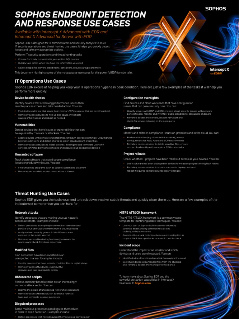 Sophos Intercept X Edr Use Cases en | PDF | Security | Computer Security
