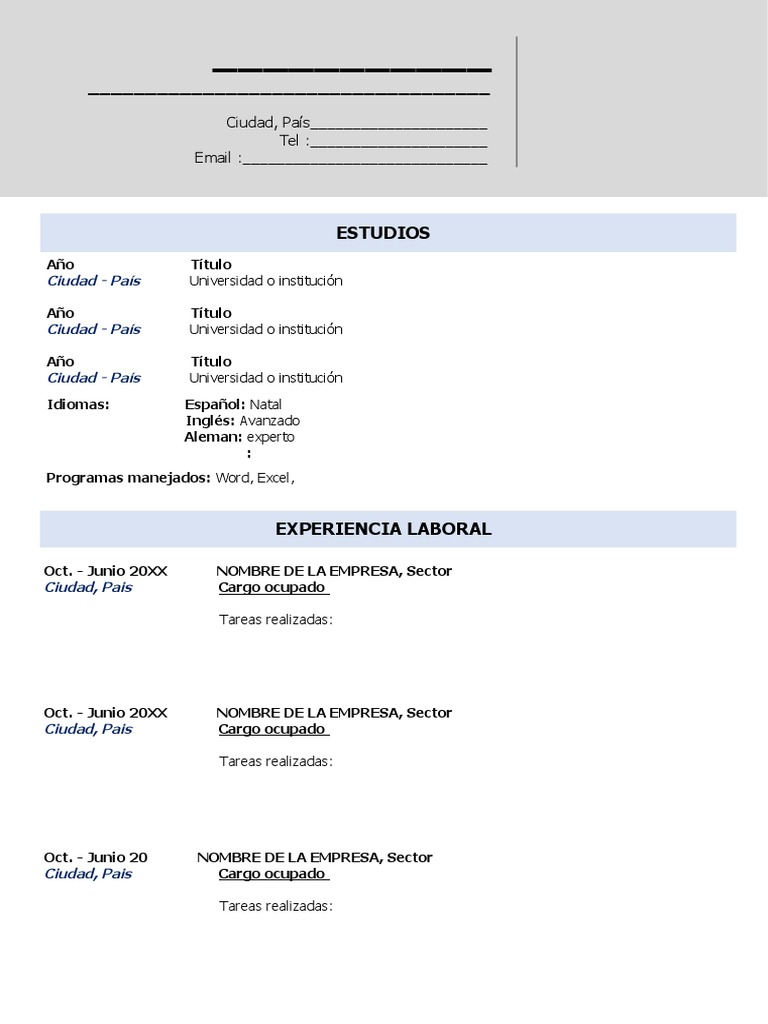 93 Curriculum Vitae en Blanco | PDF | Informática